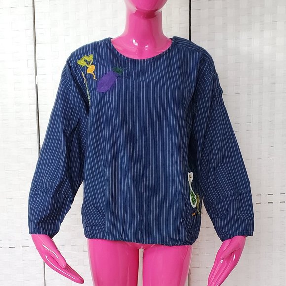 Zara | Tops | Zara Navy Striped Vegetable Top | Poshmark